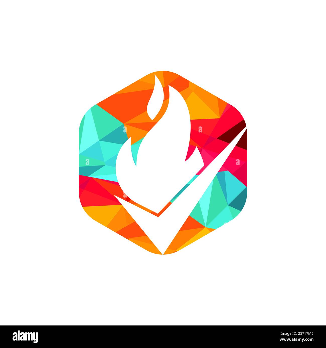 Fire check vector logo design template. Fire and checkmark icon design ...