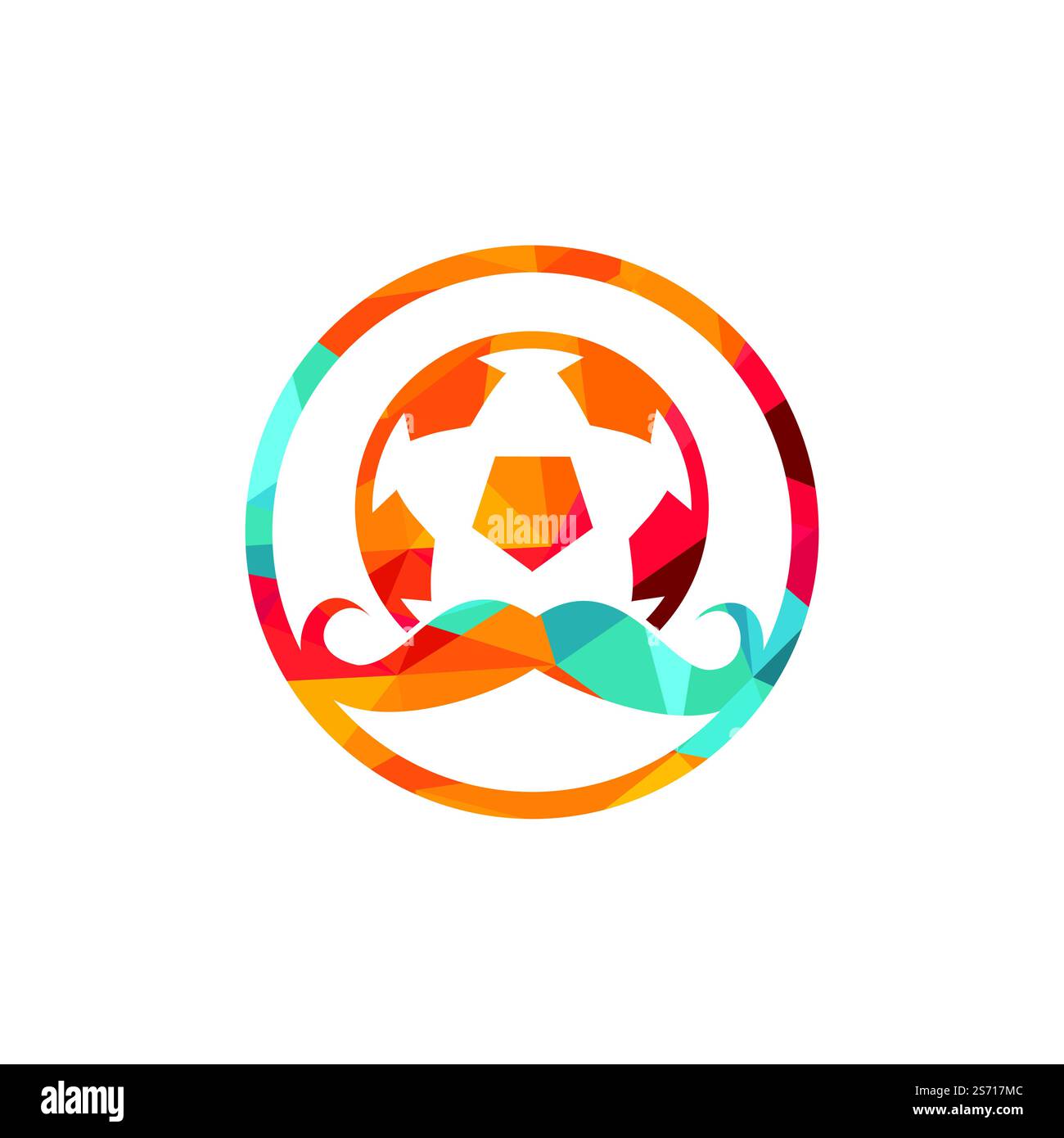 Strong soccer vector logo design. Moustache and soccer ball vector icon ...