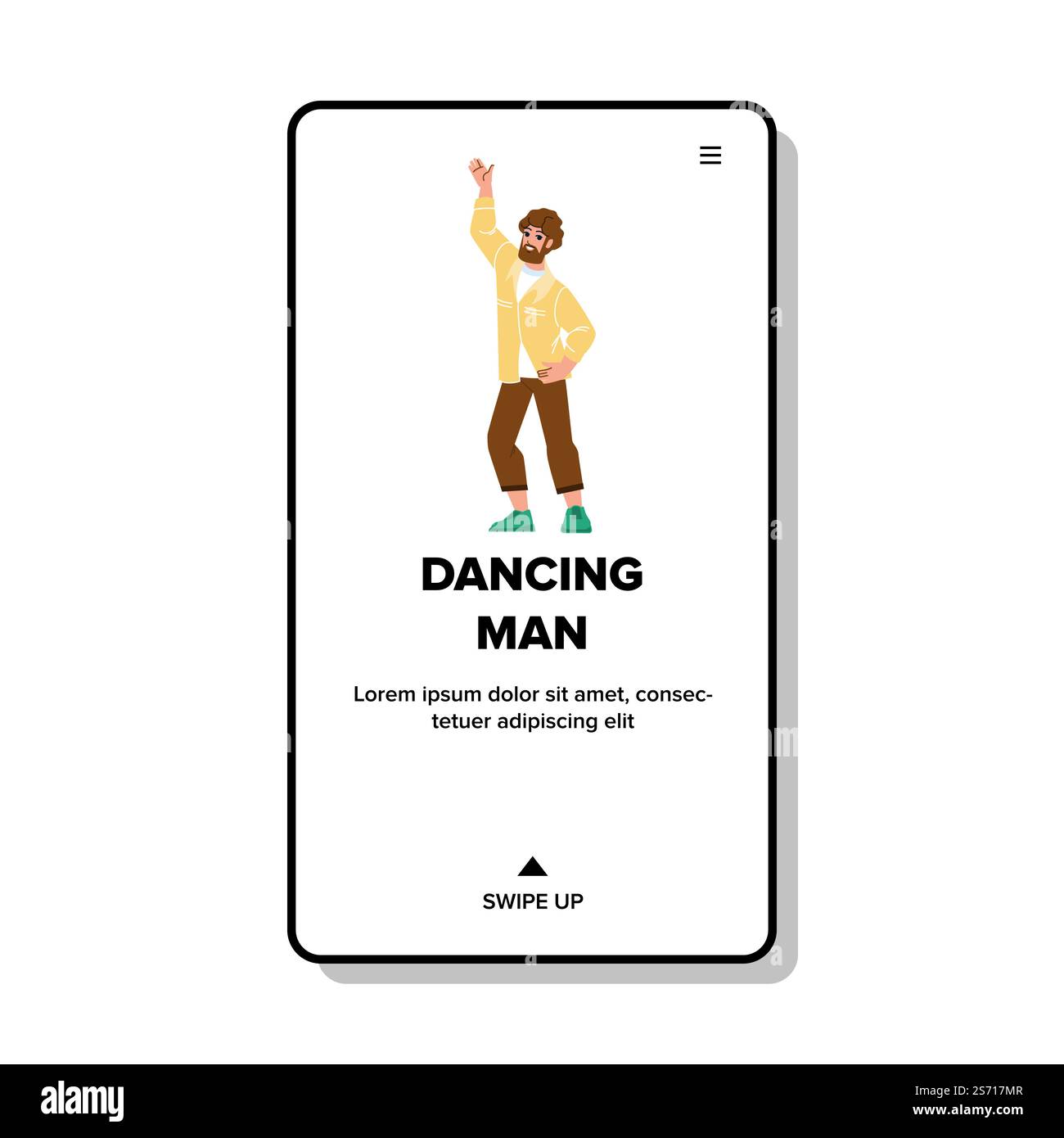 dancing man vector. young fashion guy, person fun, happy portrait, male ...