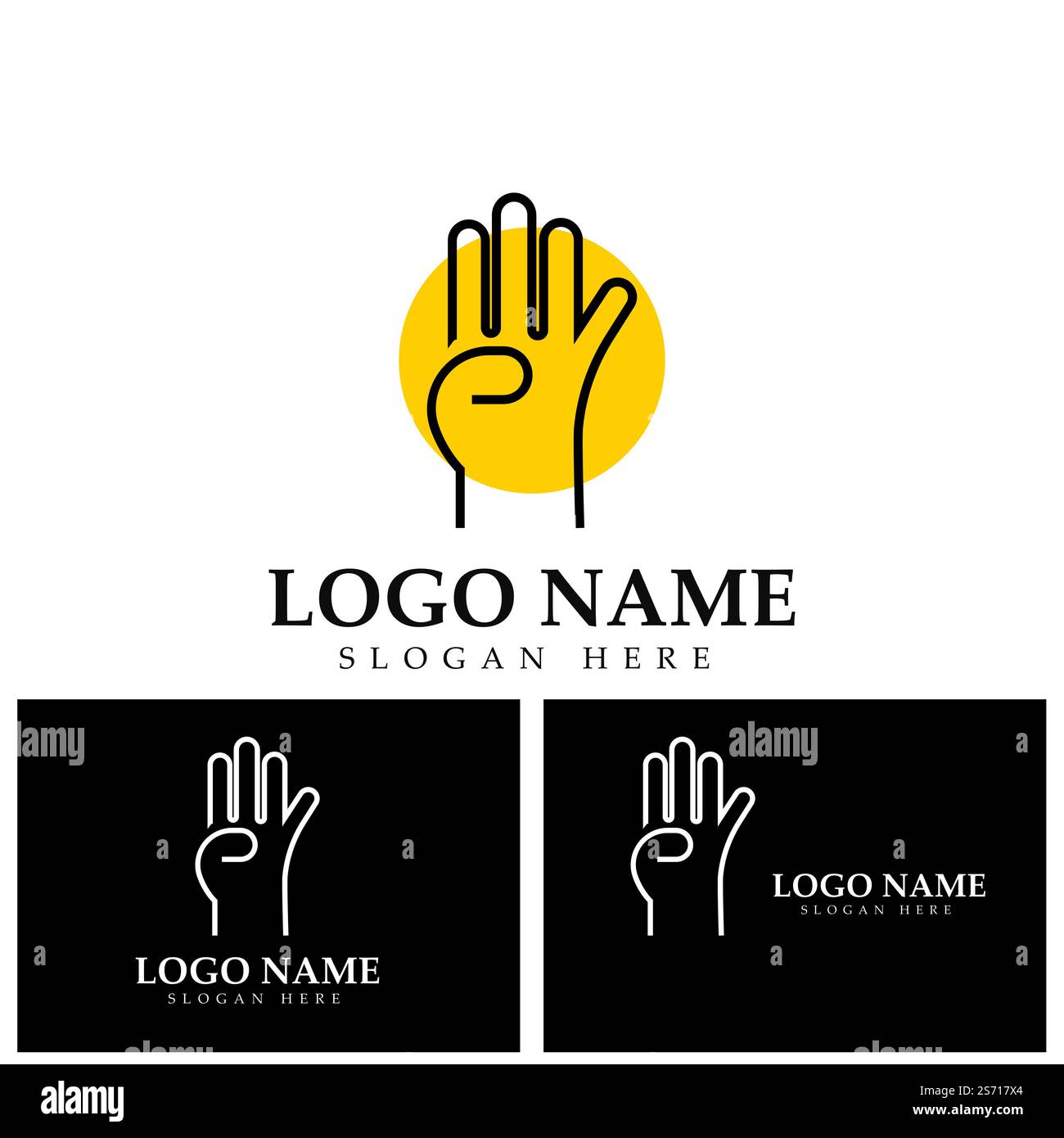 four finger hand gesture logo vector icon Stock Vector Image & Art - Alamy