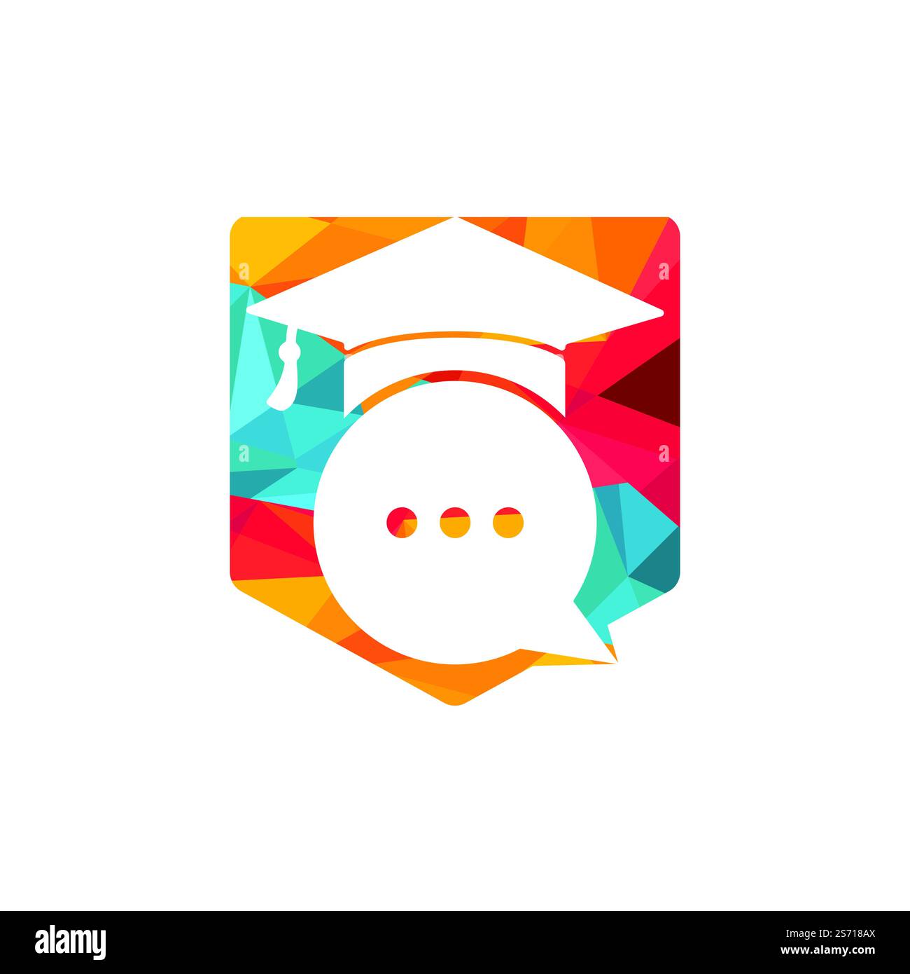 Student chat vector logo template. Chat bubble with a graduation cap ...