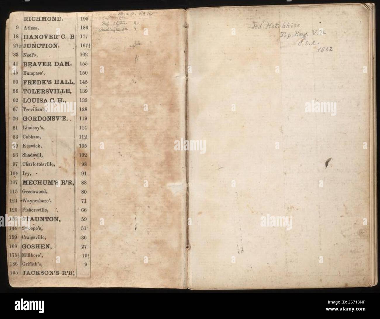 [Maps of Virginia] 1862 by Hotchkiss Jedediah Stock Photo - Alamy