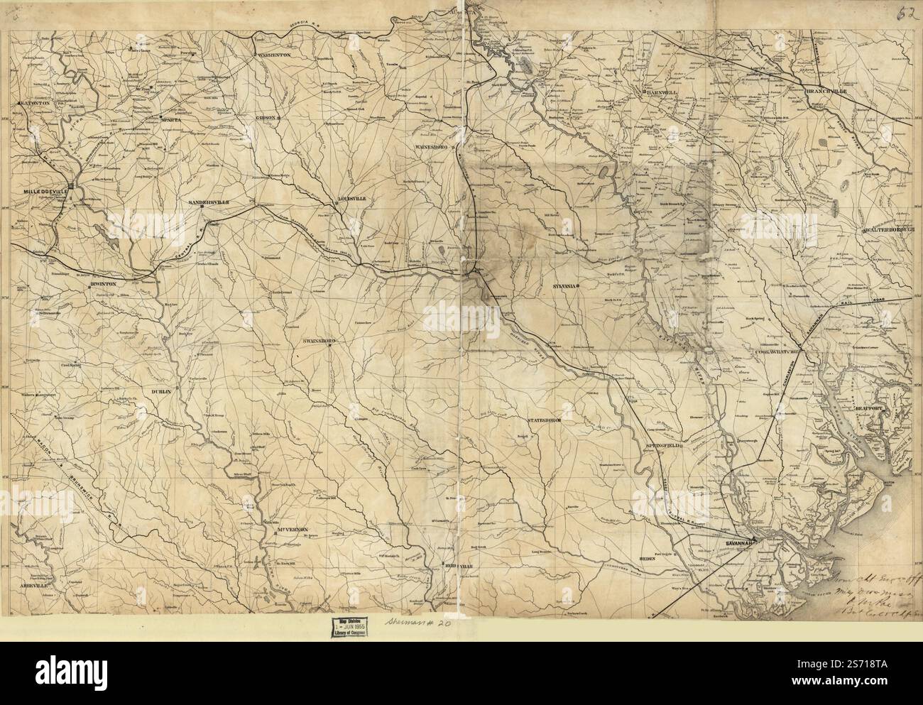 [Map of part of Georgia and South Carolina]. 1865 by Poe O. M. (Orlando ...