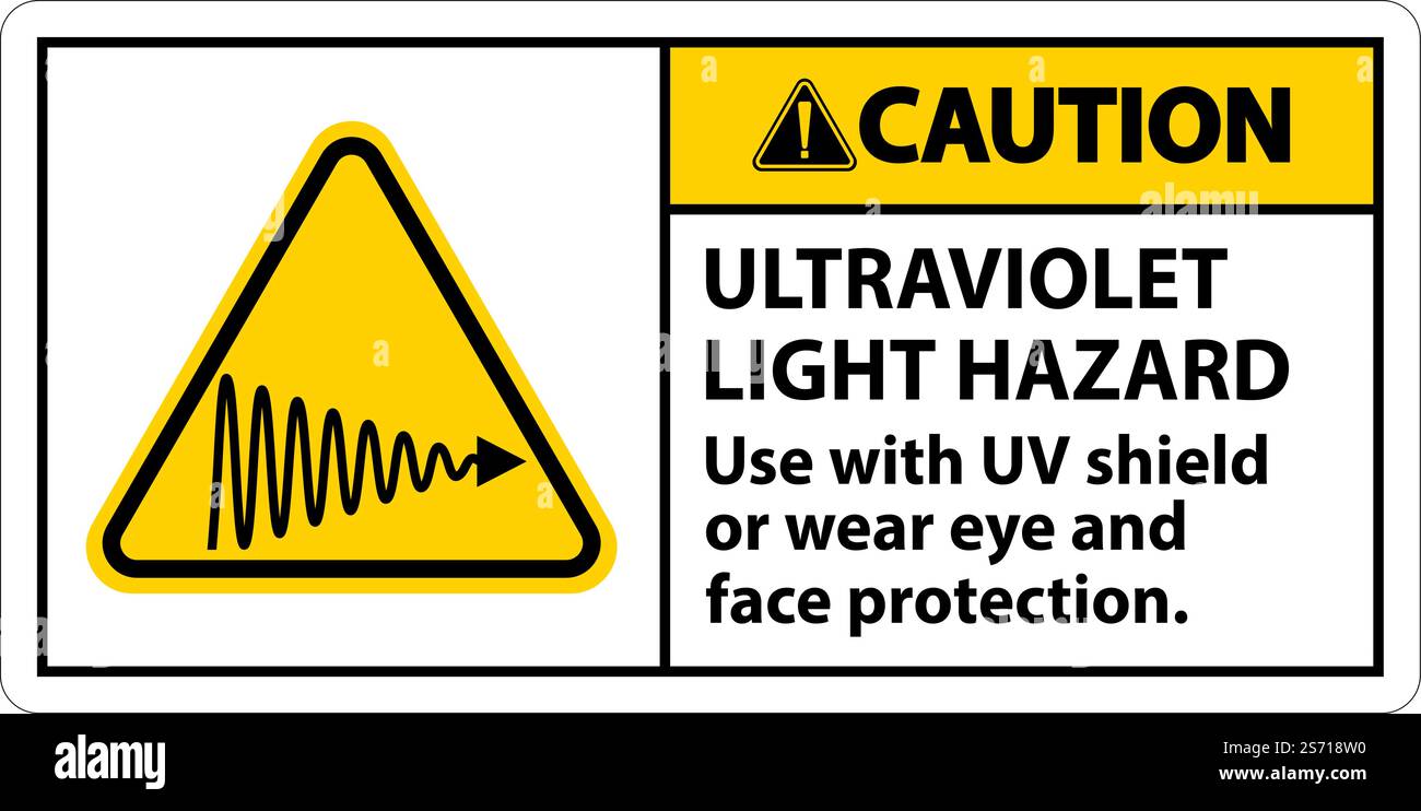 Caution Ultraviolet Light Hazard Label On White Background Stock Vector ...