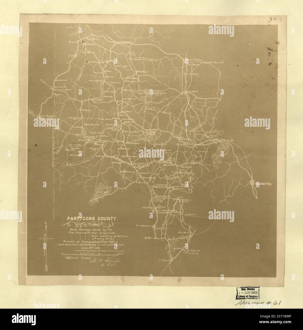 Part of Cobb County, Georgia 1864 by Finegan N., United States. Army ...