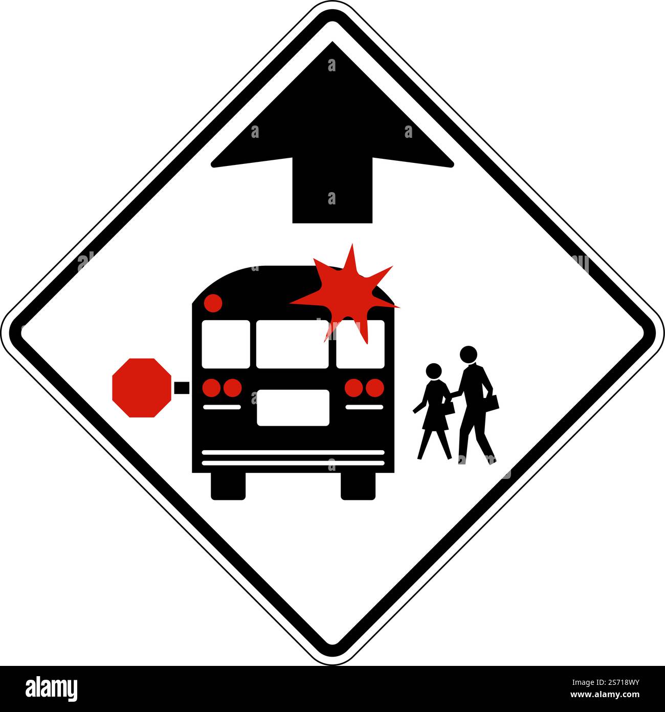 School Bus Stop Ahead Sign On White Background Stock Vector Image & Art ...