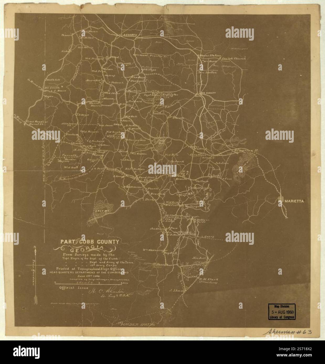 Part of Cobb County, Georgia 1864 by Finegan N., United States. Army ...