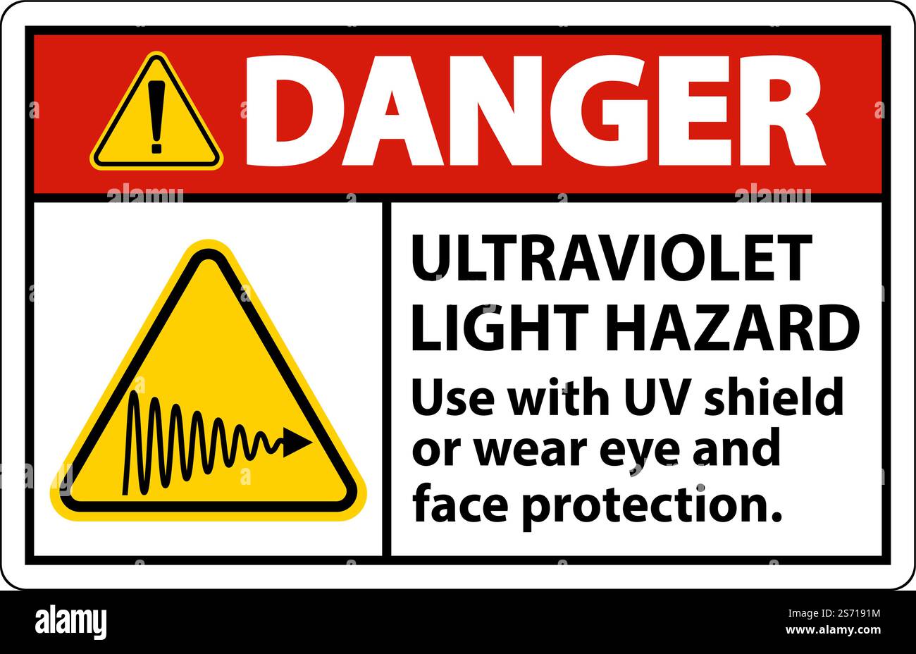 Danger Ultraviolet Light Hazard Label On White Background Stock Vector ...