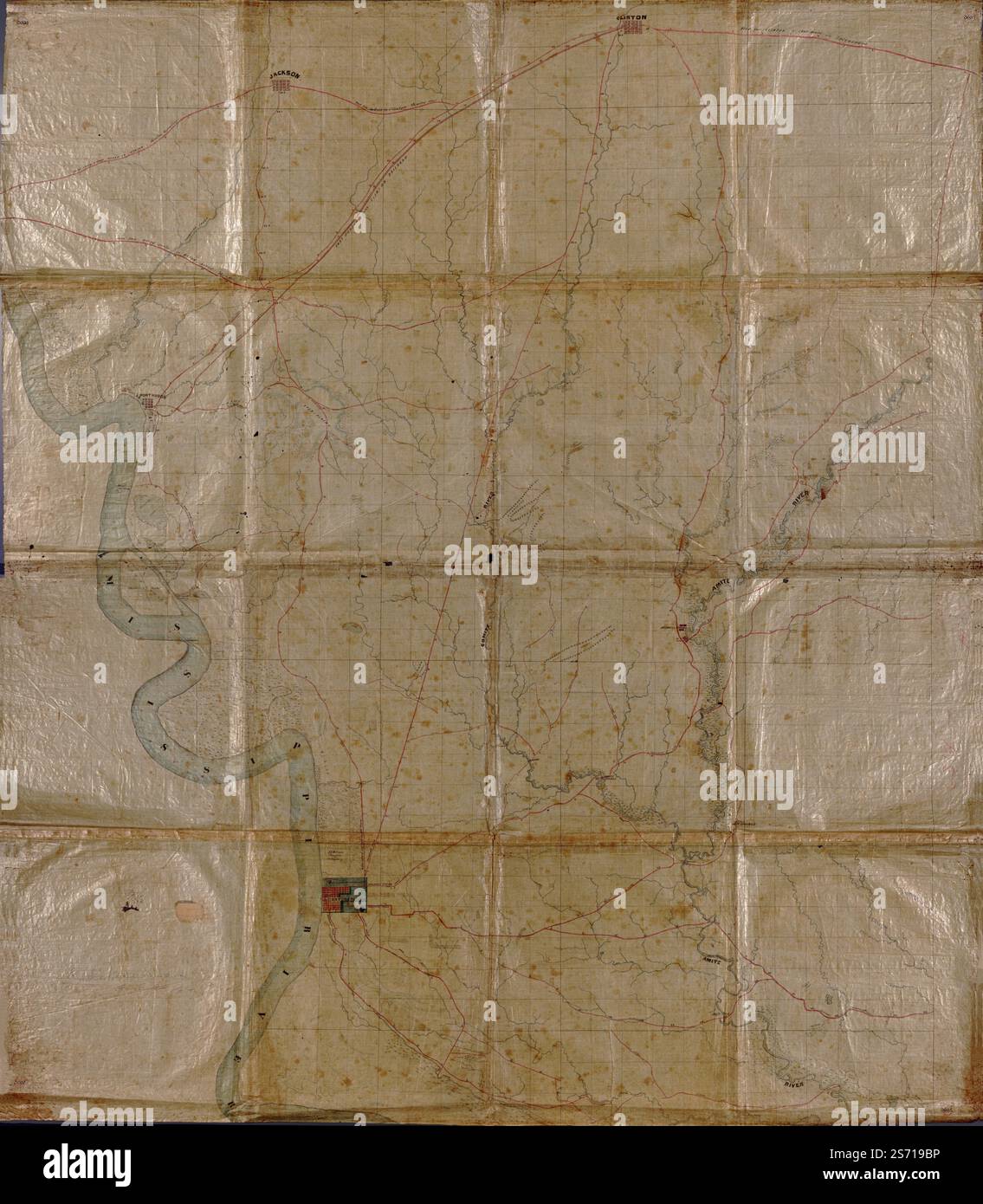 [Map of the region east and north of Baton Rouge, showing batteries on ...