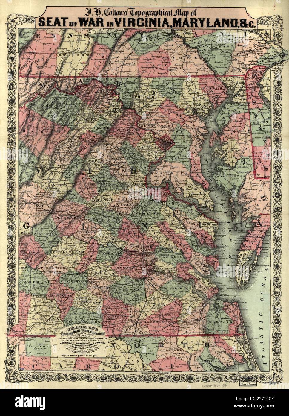 J.H. Colton's topographical map of seat of war in Virginia, Maryland ...