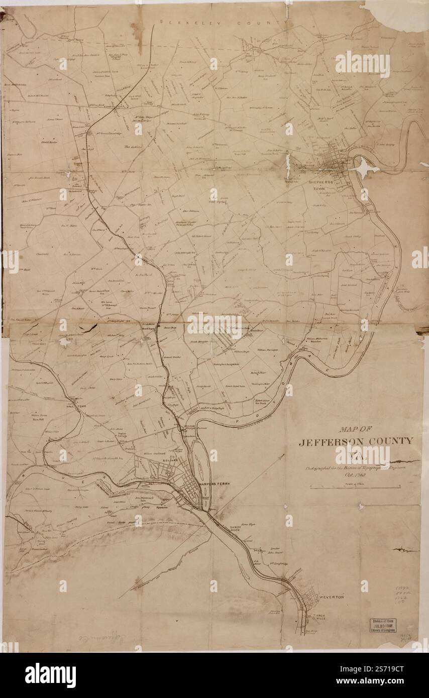 Map of Jefferson County, VA. 1862 by Brown S. Howell Stock Photo - Alamy