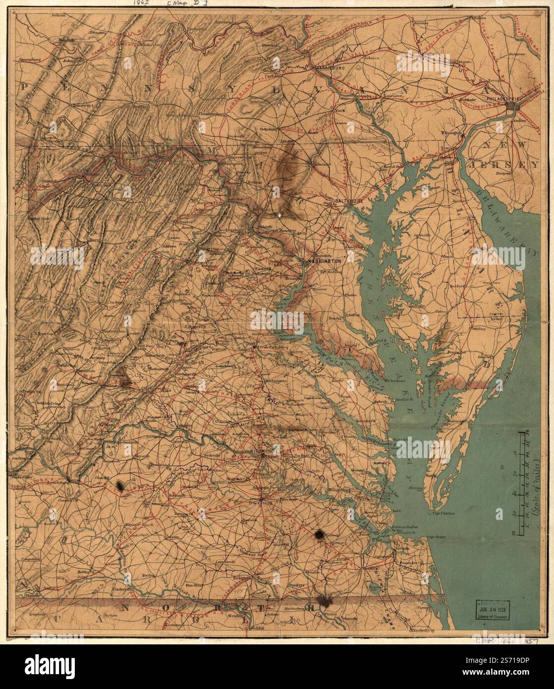 Map of eastern Virginia 1862 by Nicholson W. L Stock Photo - Alamy