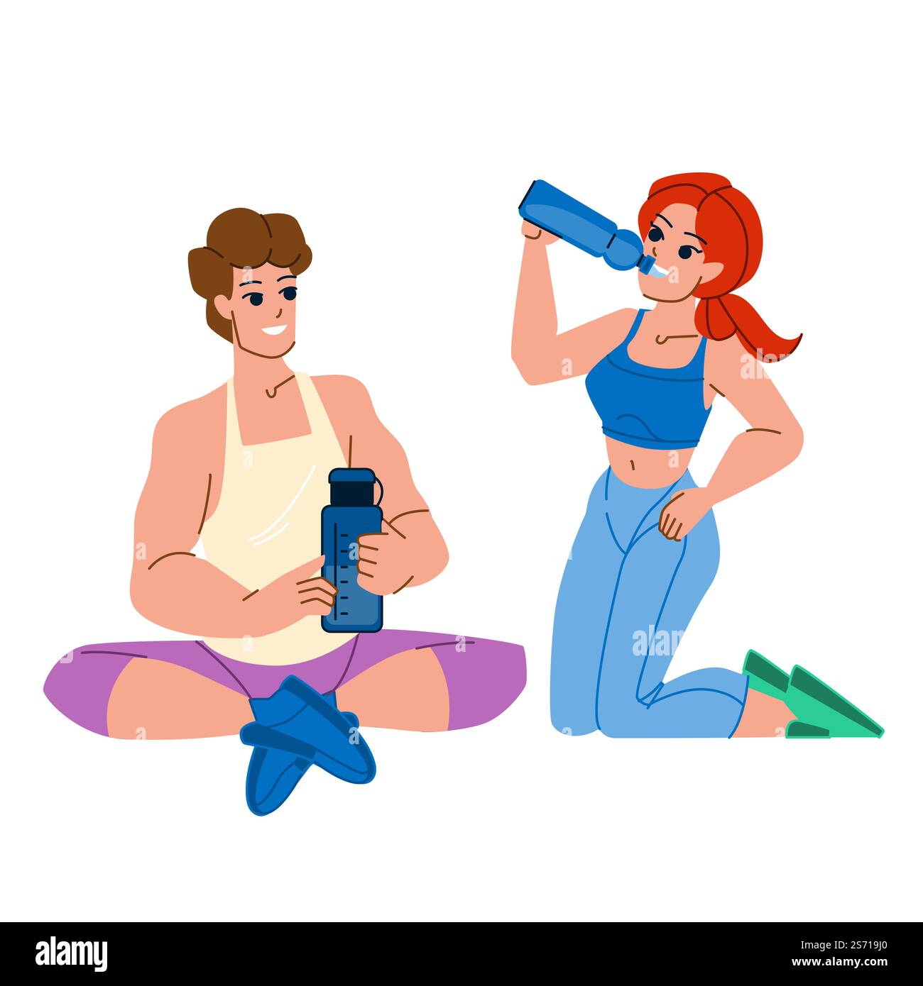 couple gym vector. workout man, woman, fit, training healthy, sport ...