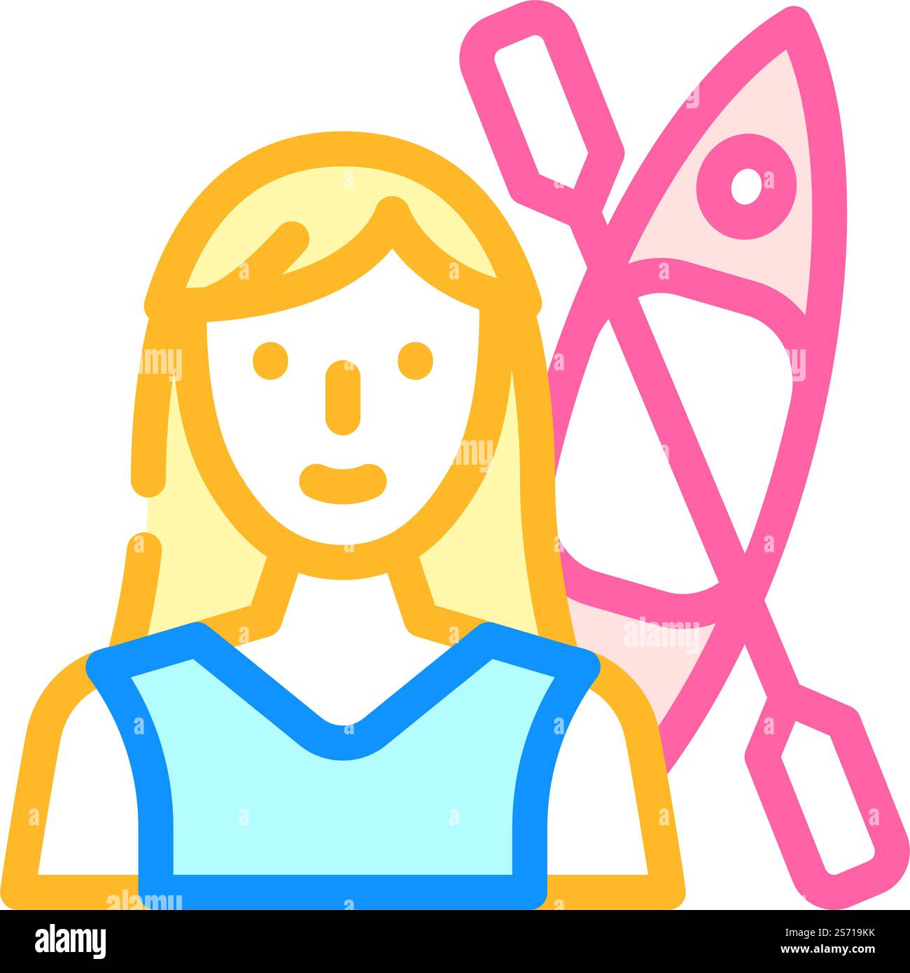 canoeing female sport color icon vector. canoeing female sport sign ...