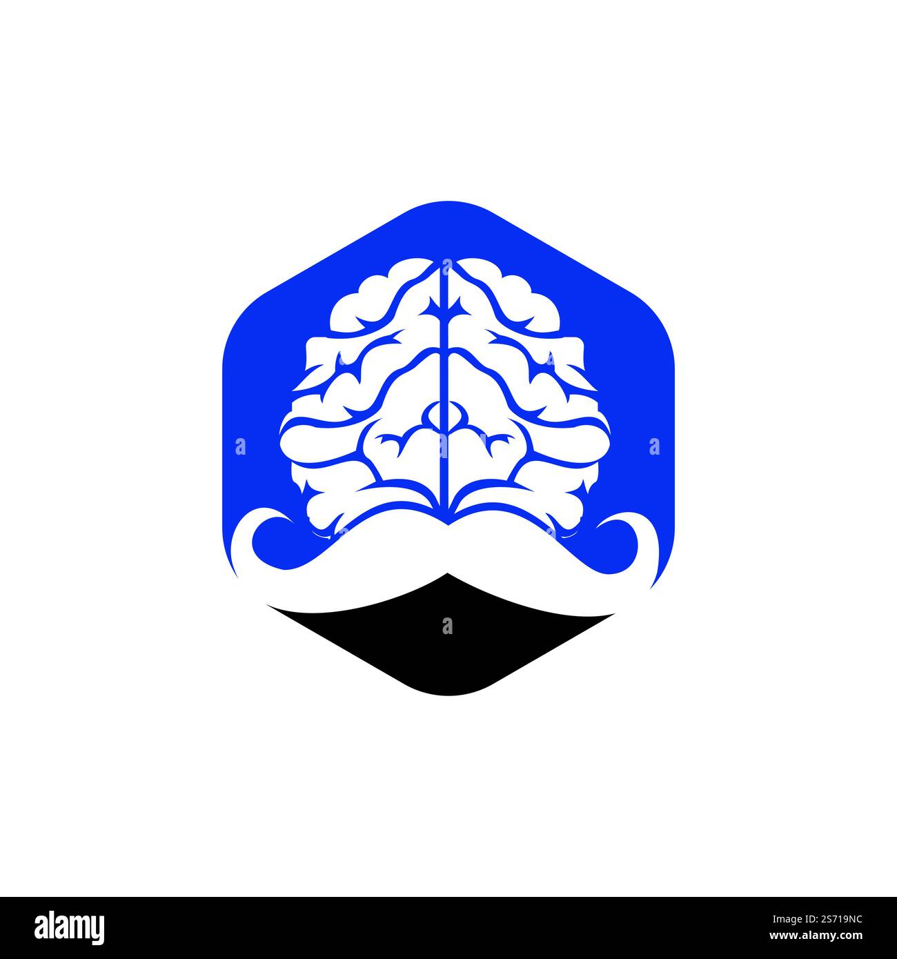 Moustache mind vector logo design template. Smart brain logo concept ...