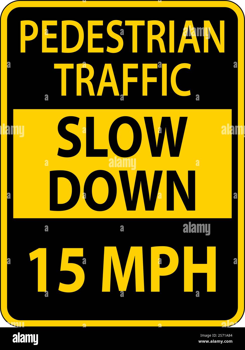 Slow Down Pedestrian Traffic 15 MPH Sign On White Background Stock ...