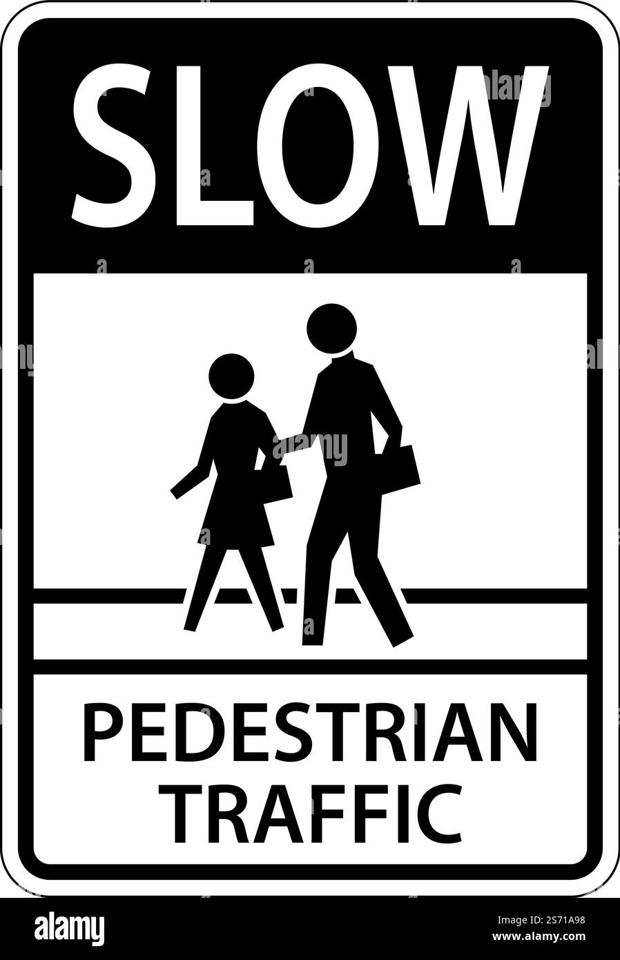 Slow Pedestrian Crossing Sign On White Background Stock Vector Image ...