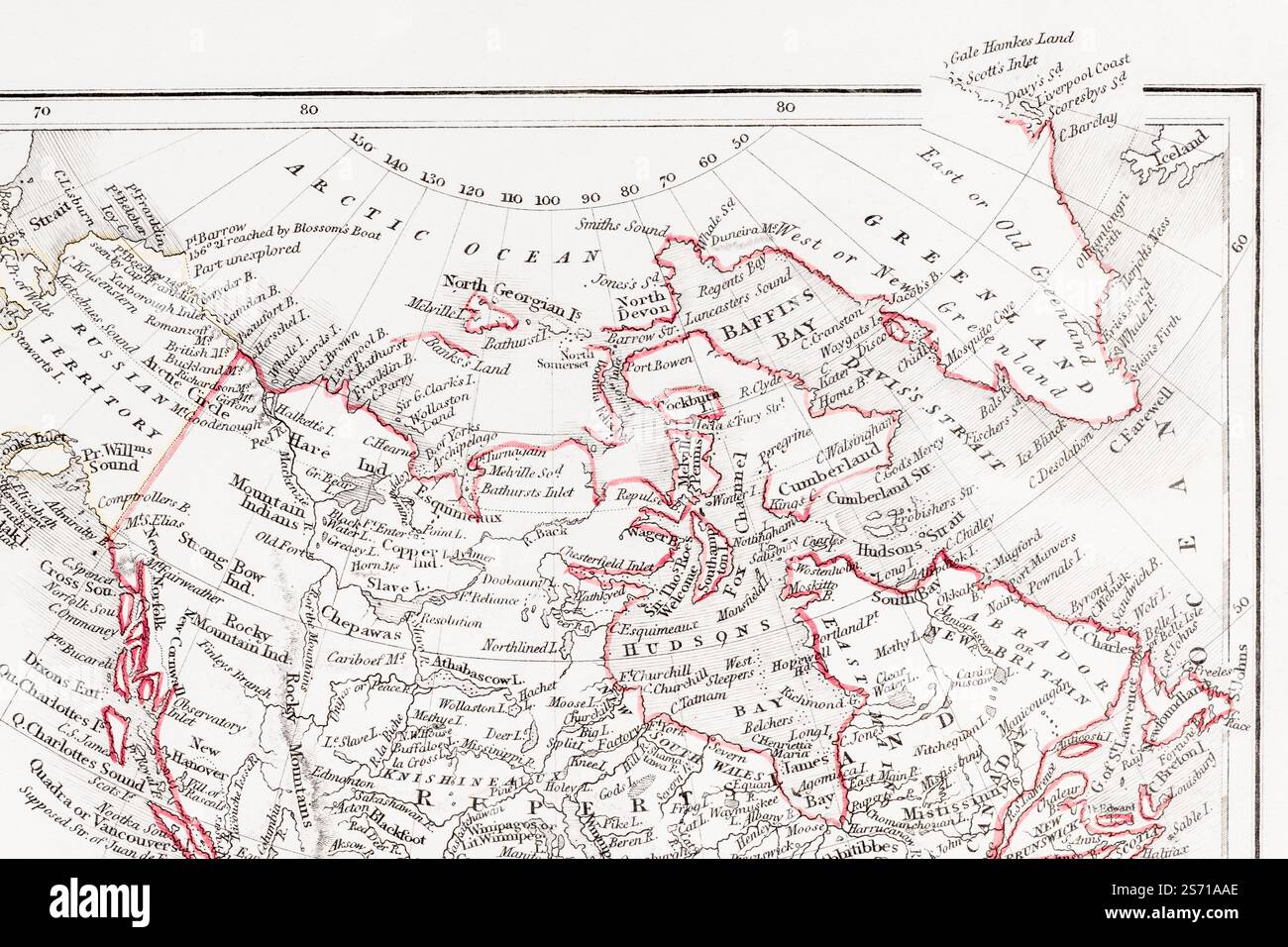Old Atlas Greenland map [c.1830s] of polar region around which has ...