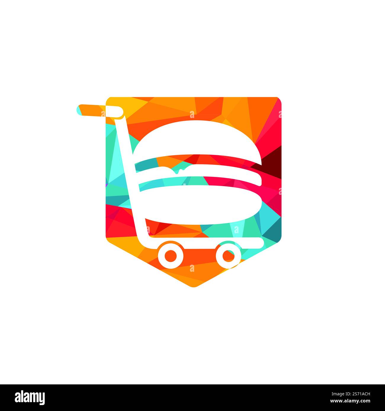 Burger and grocery trolley logo design. Burger and cart icon design ...