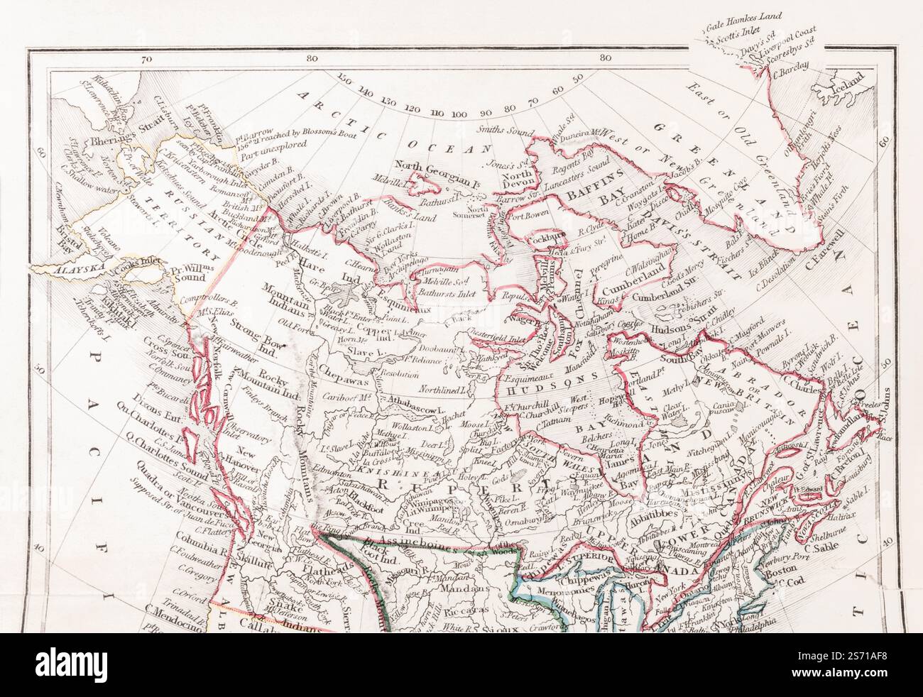 Old Atlas Greenland map [c.1830s] of polar region around which has ...