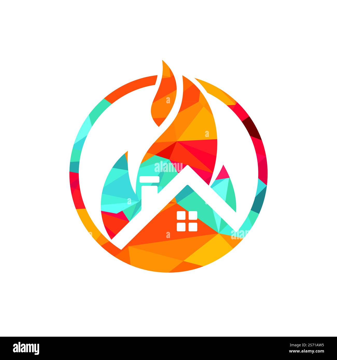 House fire vector logo design template. Preventing fire or fire alarm ...