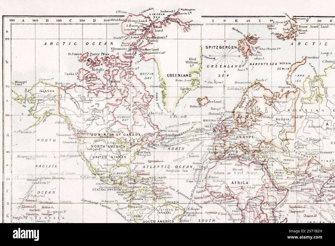 Old Atlas Greenland map [1897] of polar region around which has become ...