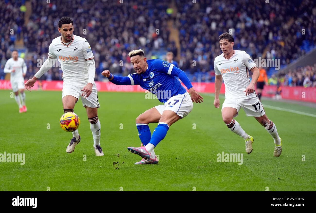 Cardiff City's Callum Robinson crosses the ball during the Sky Bet ...