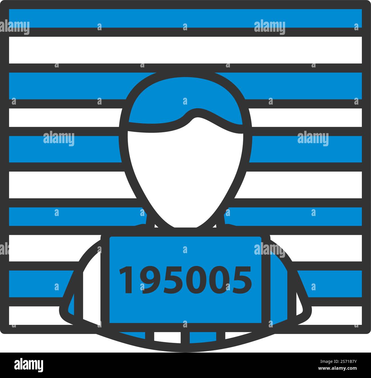 Prisoner In Front Of Wall With Scale Icon. Editable Bold Outline With ...