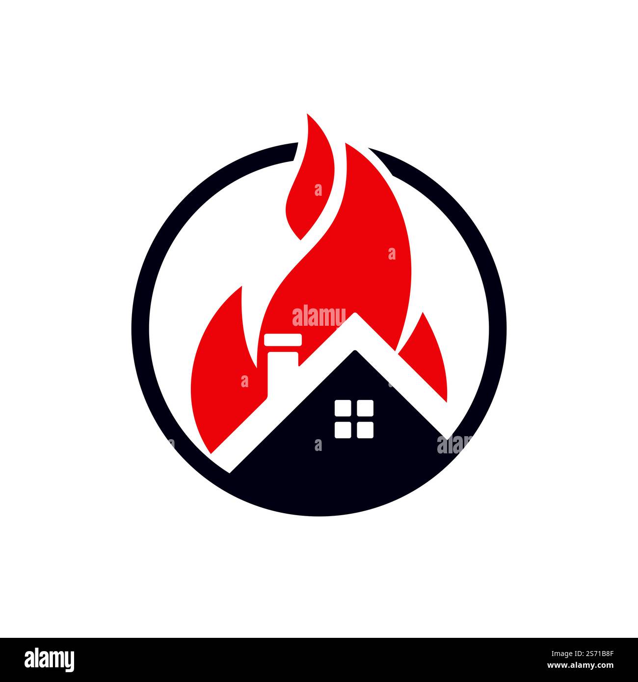 House fire vector logo design template. Preventing fire or fire alarm ...