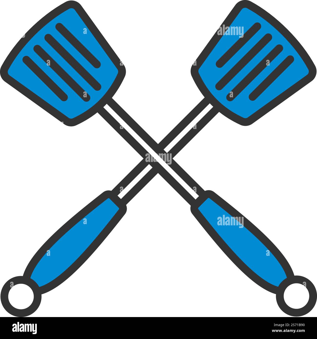 Crossed Frying Spatula. Editable Bold Outline With Color Fill Design ...