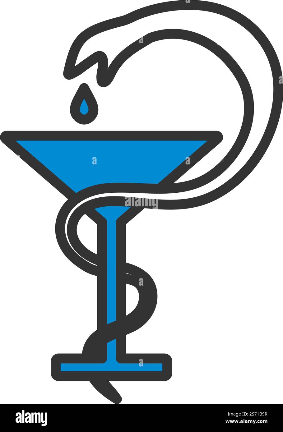 Medicine Sign With Snake And Glass Icon. Editable Bold Outline With ...