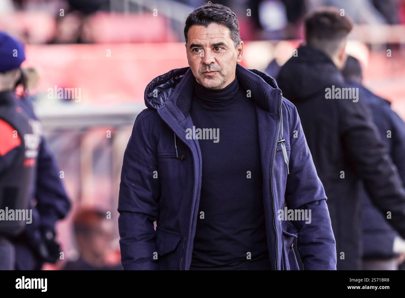 Michel Sanchez, head coach of Girona FC gestures during the Spanish league, La Liga EA Sports ...