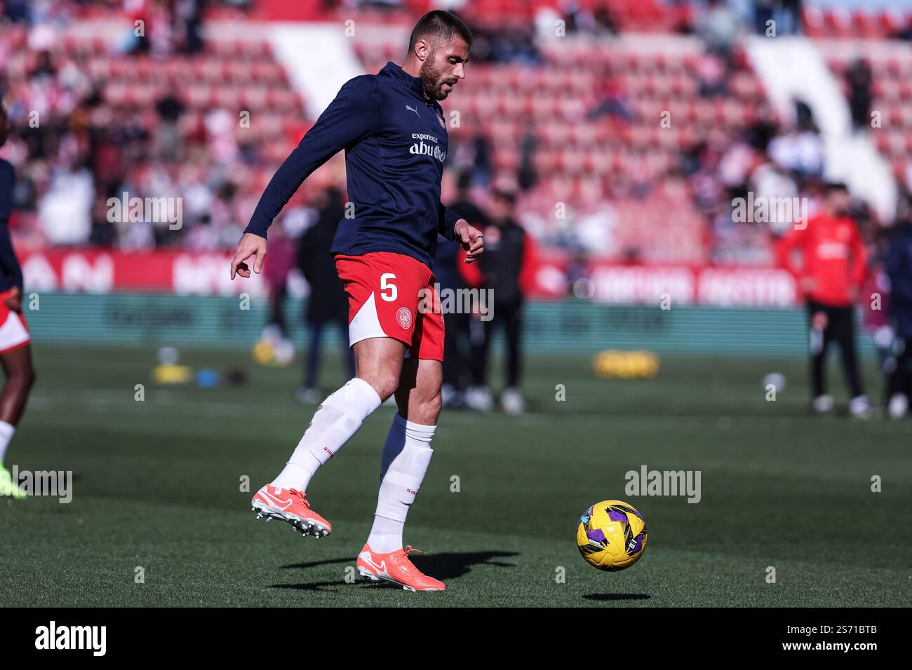 David Lopez of Girona FC warms up during the Spanish league, La Liga EA ...