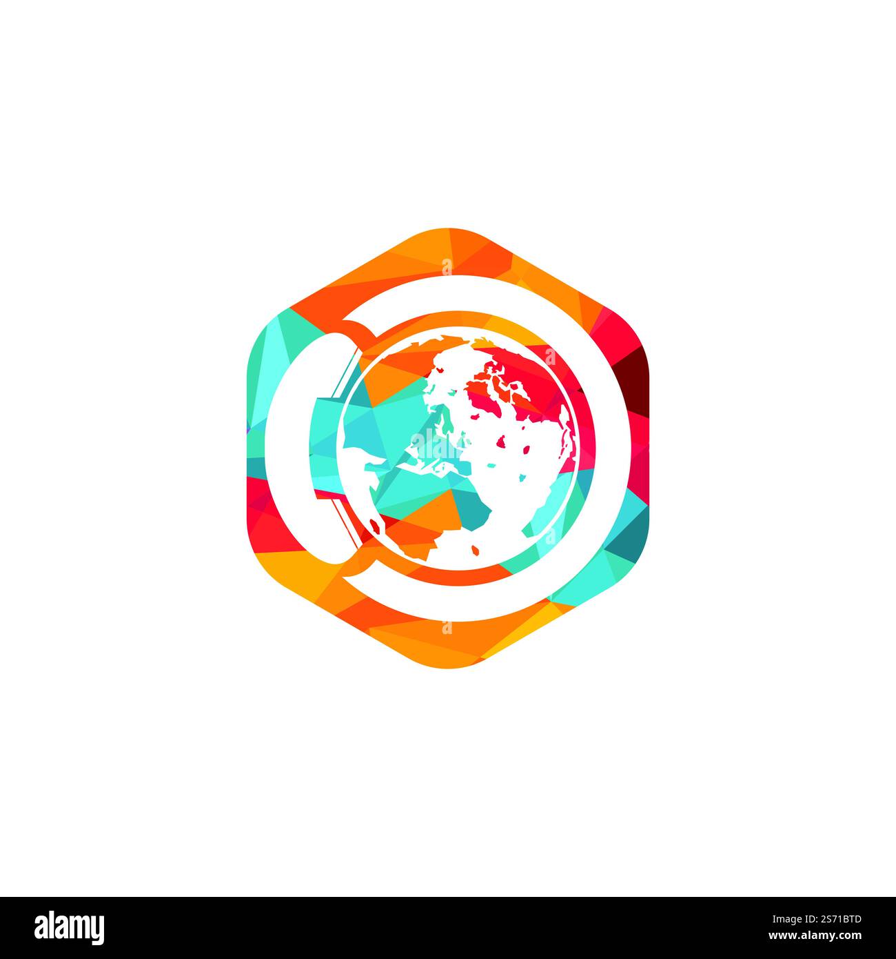 Globe with handset vector logo icon. Call and globe icon international ...