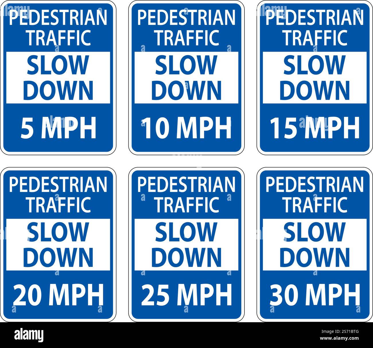 Slow Down Pedestrian Traffic Sign On White Background Stock Vector ...