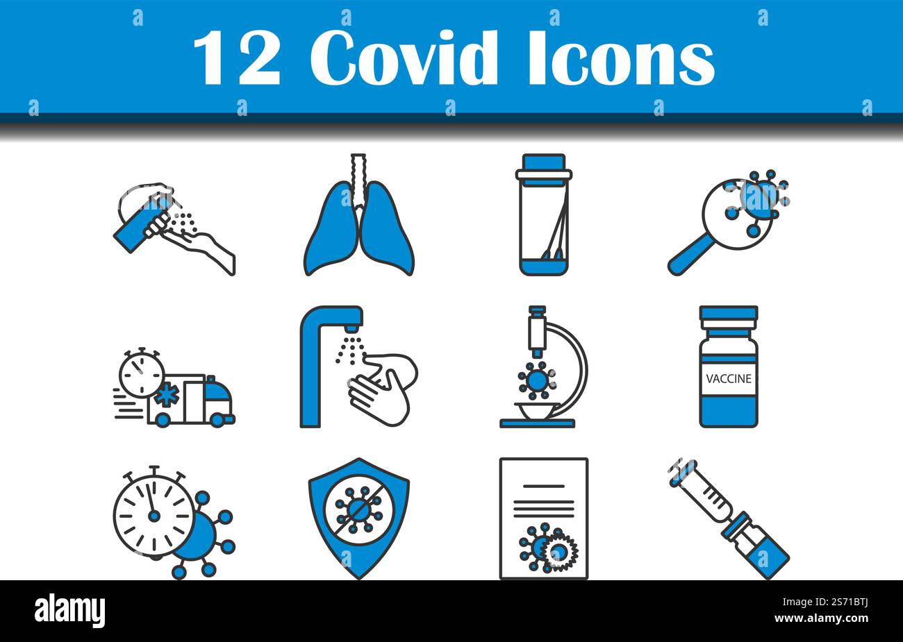 Covid Icon Set. Editable Bold Outline With Color Fill Design. Vector ...