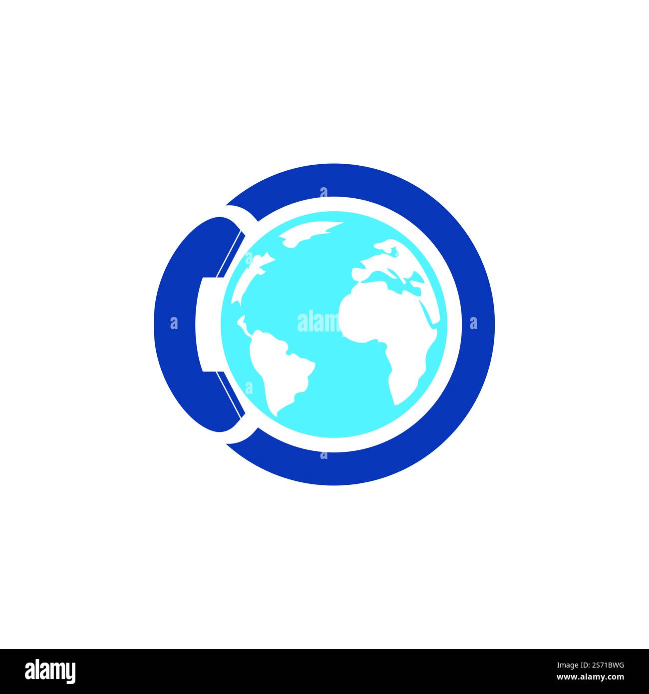 Globe with handset vector logo icon. Call and globe icon international ...