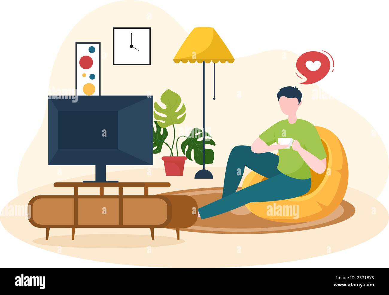 TV Channel Template Hand Drawn Cartoon Flat Illustration Home ...