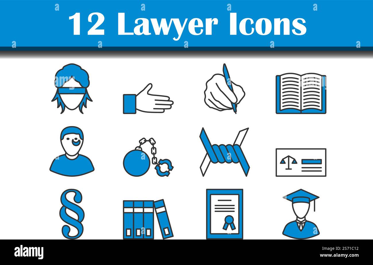 Lawyer Icon Set. Editable Bold Outline With Color Fill Design. Vector ...
