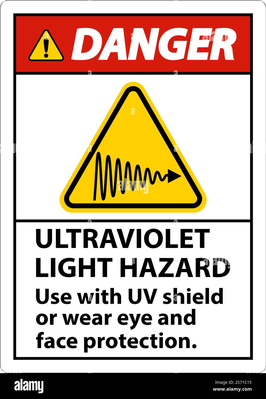 Danger Ultraviolet Light Hazard Label On White Background Stock Vector ...