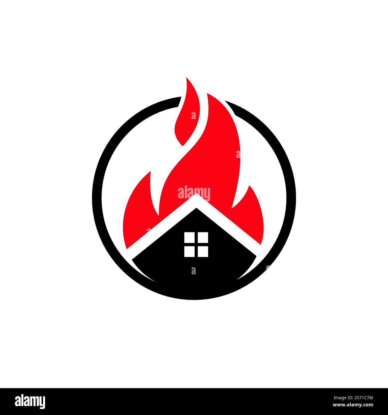 House fire vector logo design template. Preventing fire or fire alarm ...