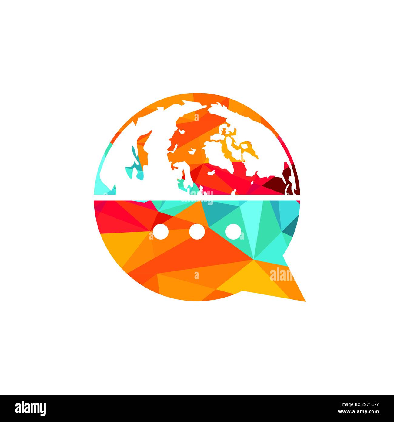 World chat vector logo design. Globe logo with bubble talk icon Stock ...