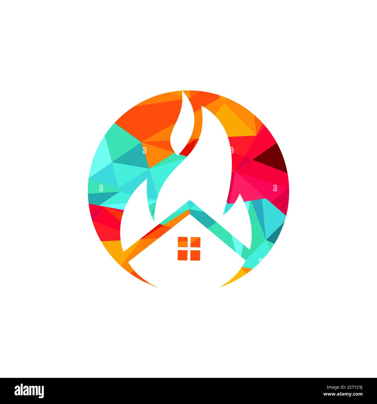 House fire vector logo design template. Preventing fire or fire alarm ...