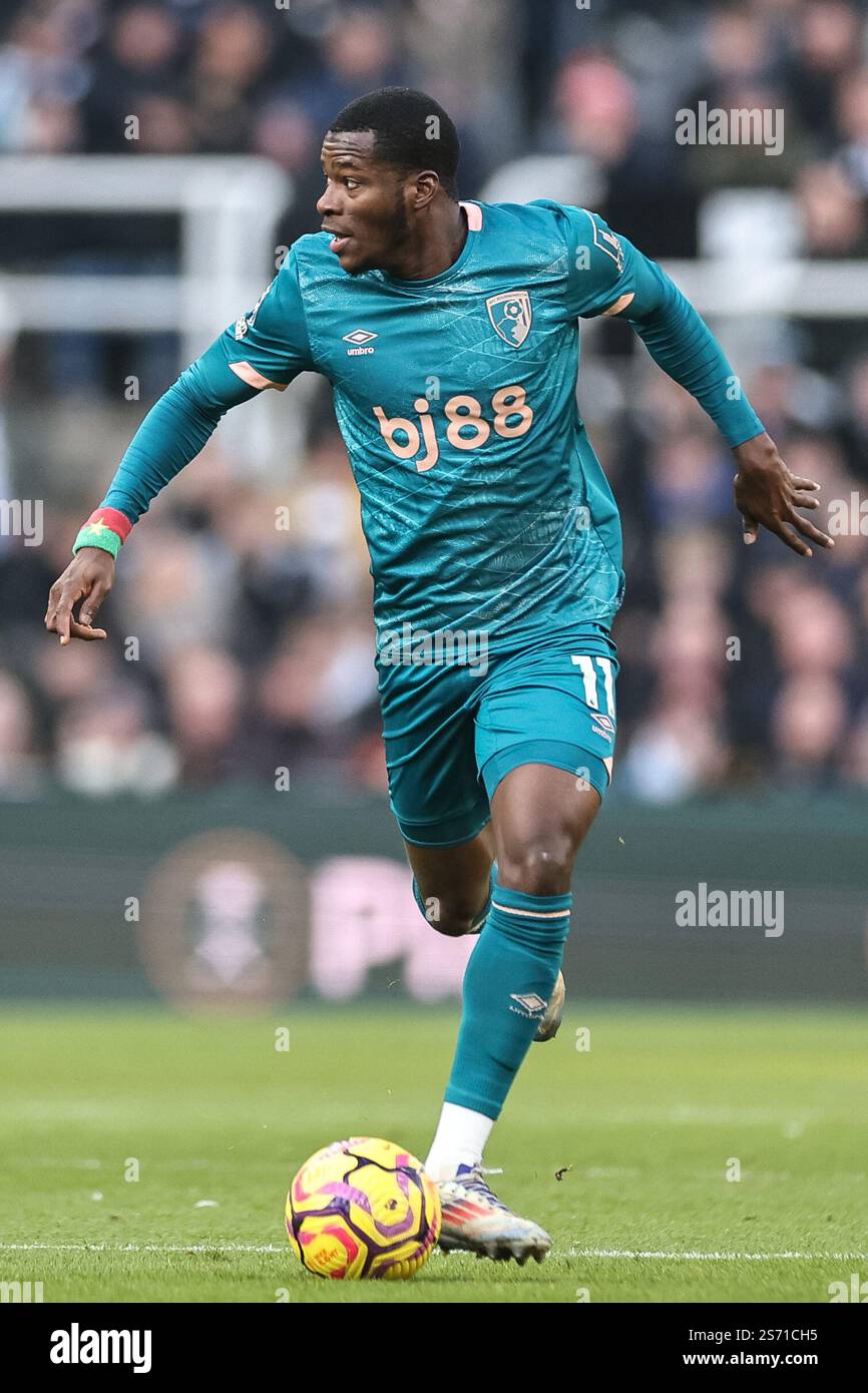 Newcastle, UK. 18th Jan, 2025. Dango Ouattara of Bournemouth breaks ...