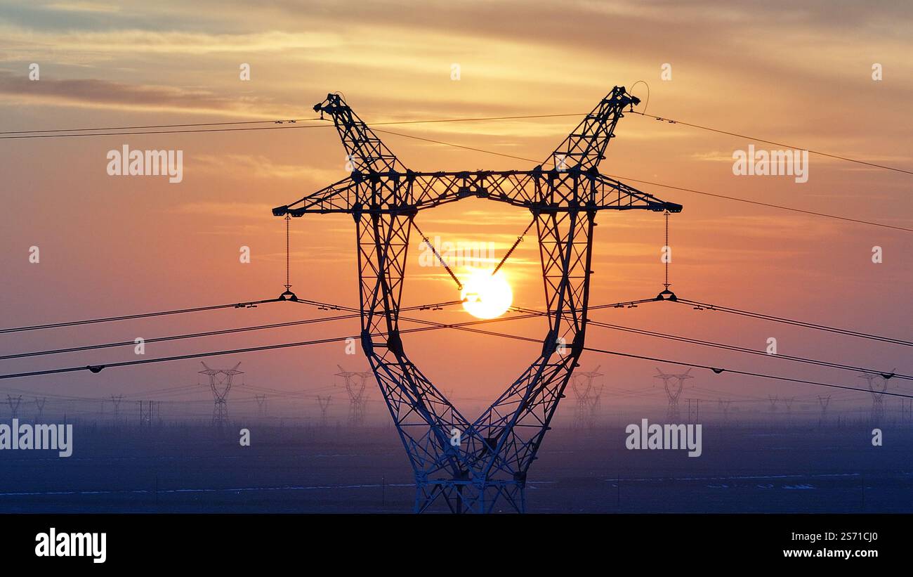 HAMI, CHINA - JANUARY 18, 2025 - The West-East Electricity Transmission ...