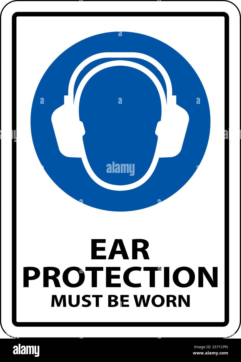 Ear Protection Must Be Worn Sign On White Background Stock Vector Image ...