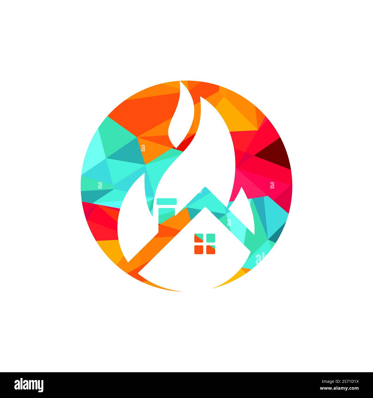 House fire vector logo design template. Preventing fire or fire alarm ...