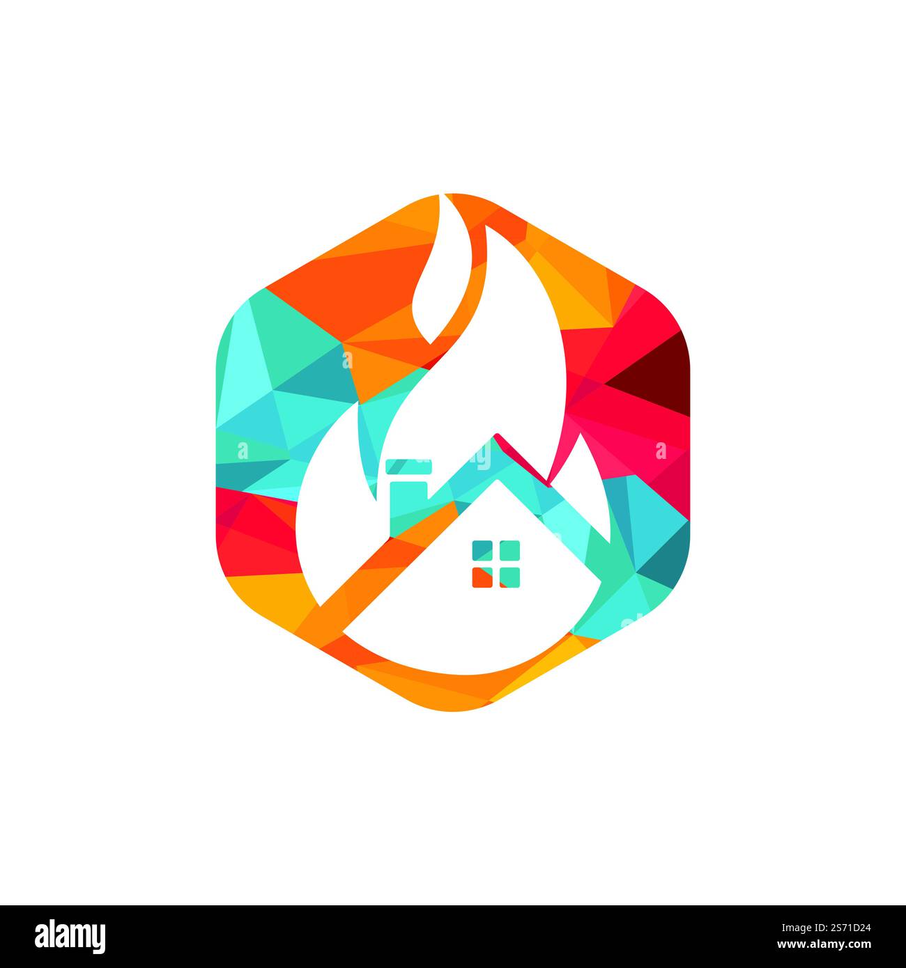 House fire vector logo design template. Preventing fire or fire alarm ...