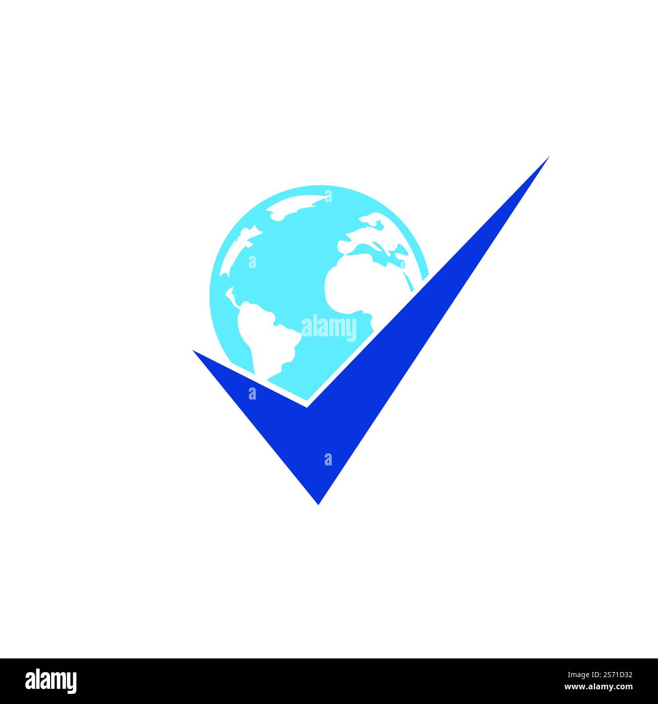 Globe check vector logo design. Tick mark and globe icon design Stock ...