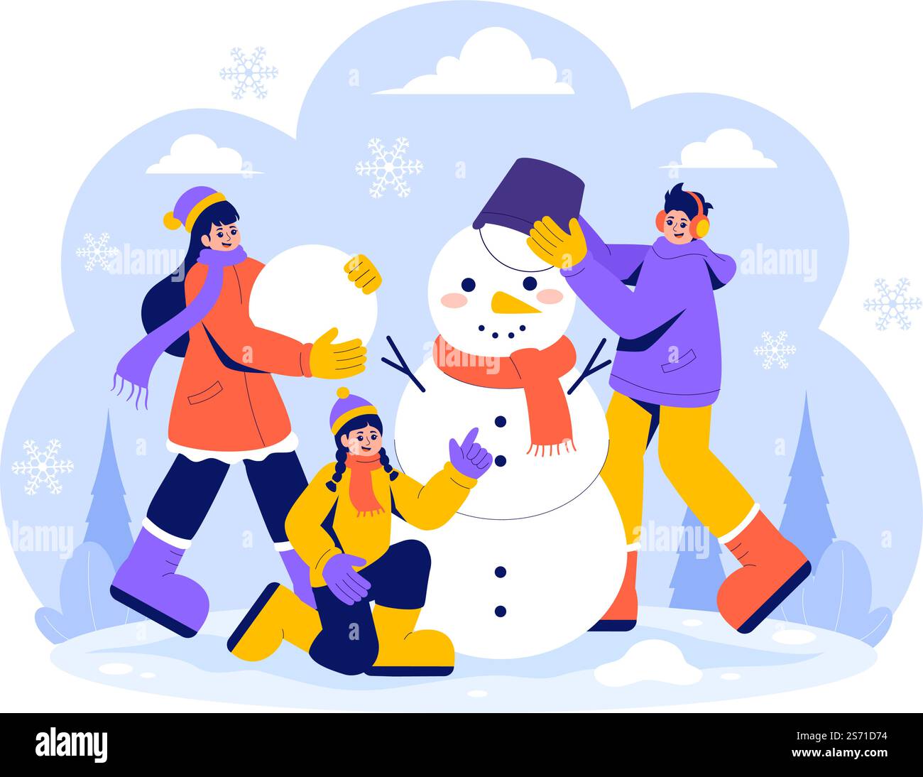 People making snowman in Cut Out Stock Images & Pictures - Alamy